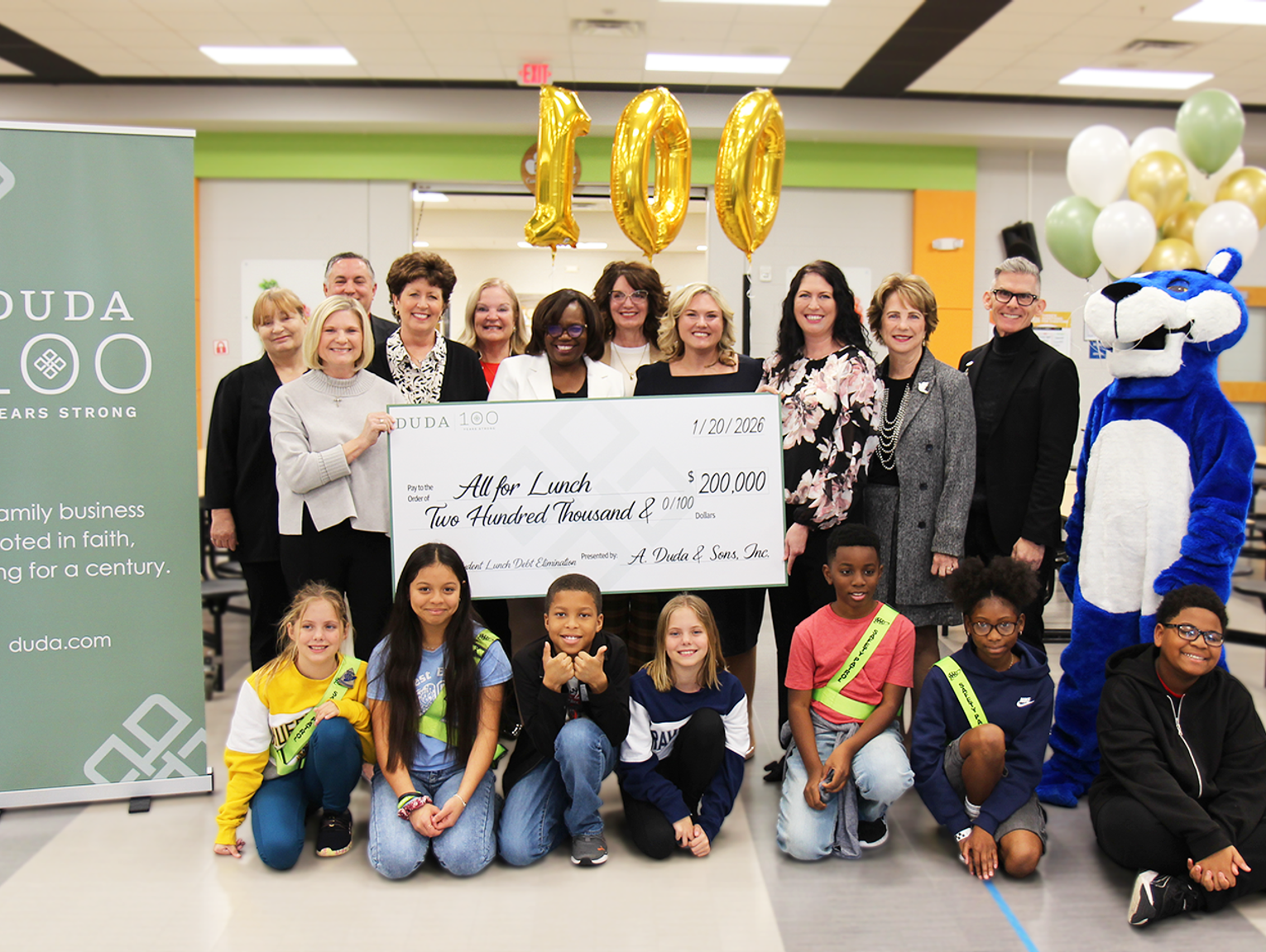 DUDA Donates $200,000 to Eliminate Seminole County Student Lunch Debt