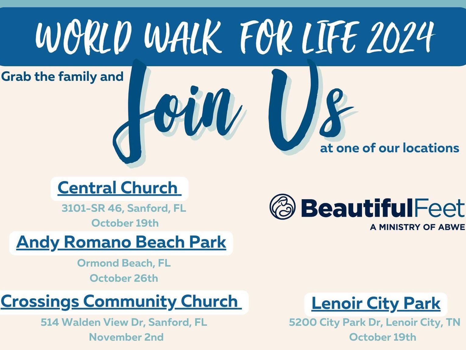 Support Beautiful Feet International in the World Walk for Life